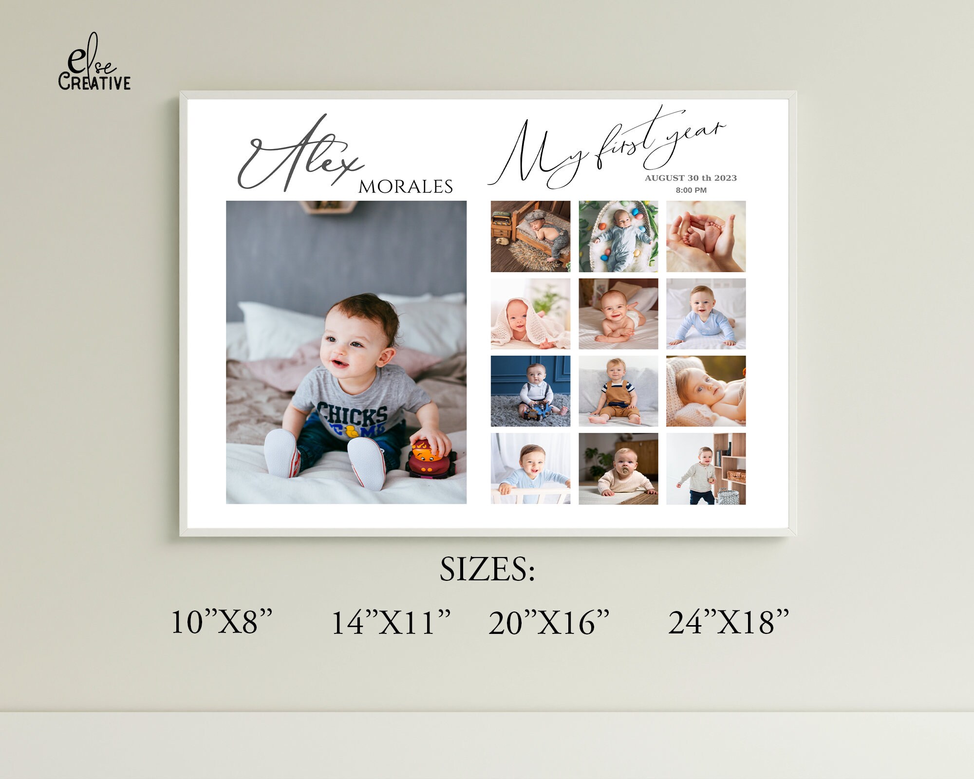 Editable First Year Photo Collage Template, Baby 1st Birthday Gift ...