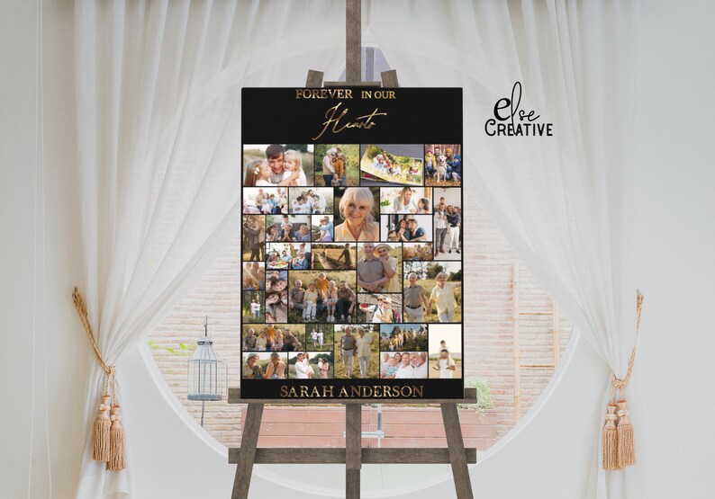 Funeral Welcome Sign Photo Collage Template,funeral Photo Display for ...