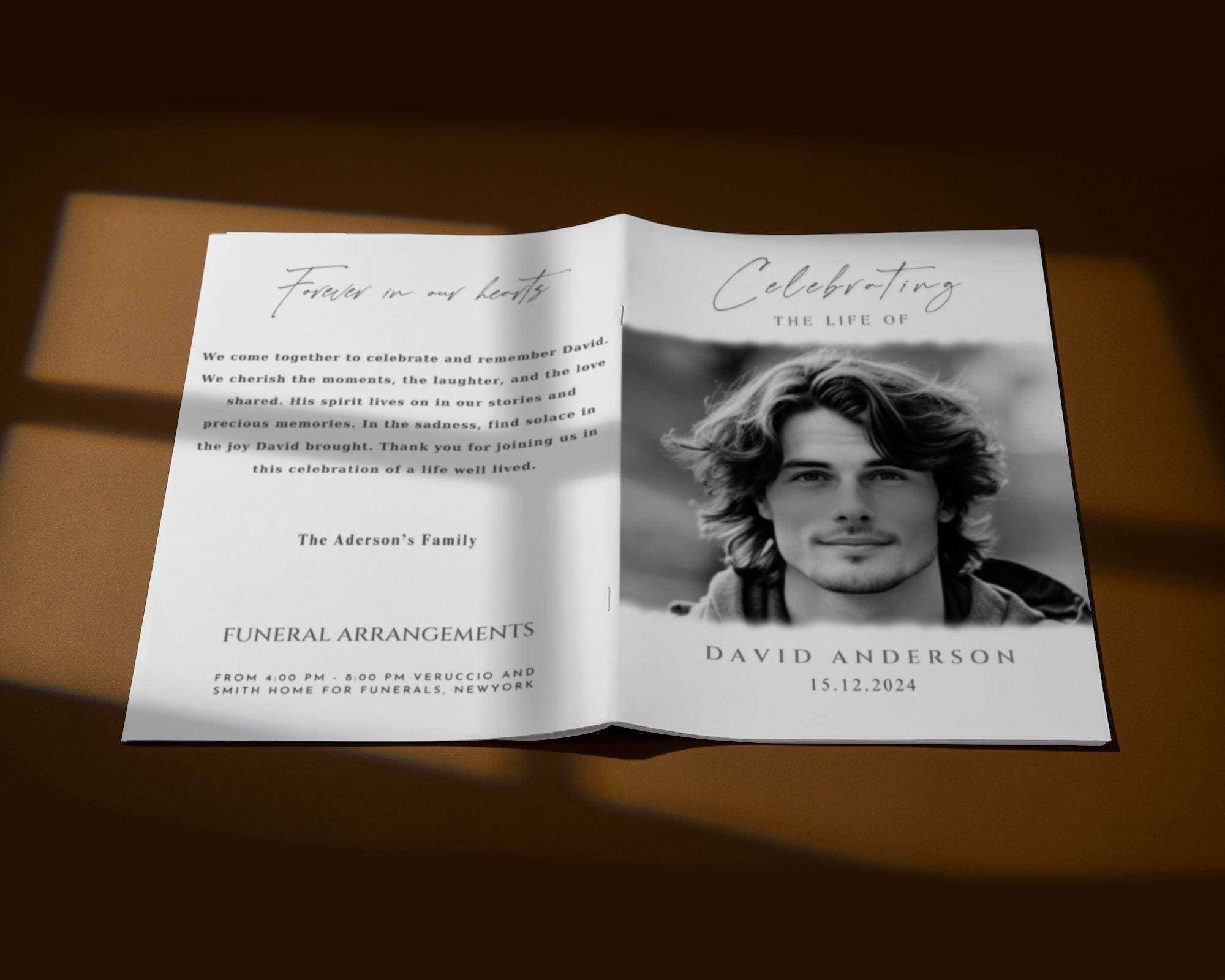 Minimalist Funeral Program Template: Editable Memorial Service (canva ...