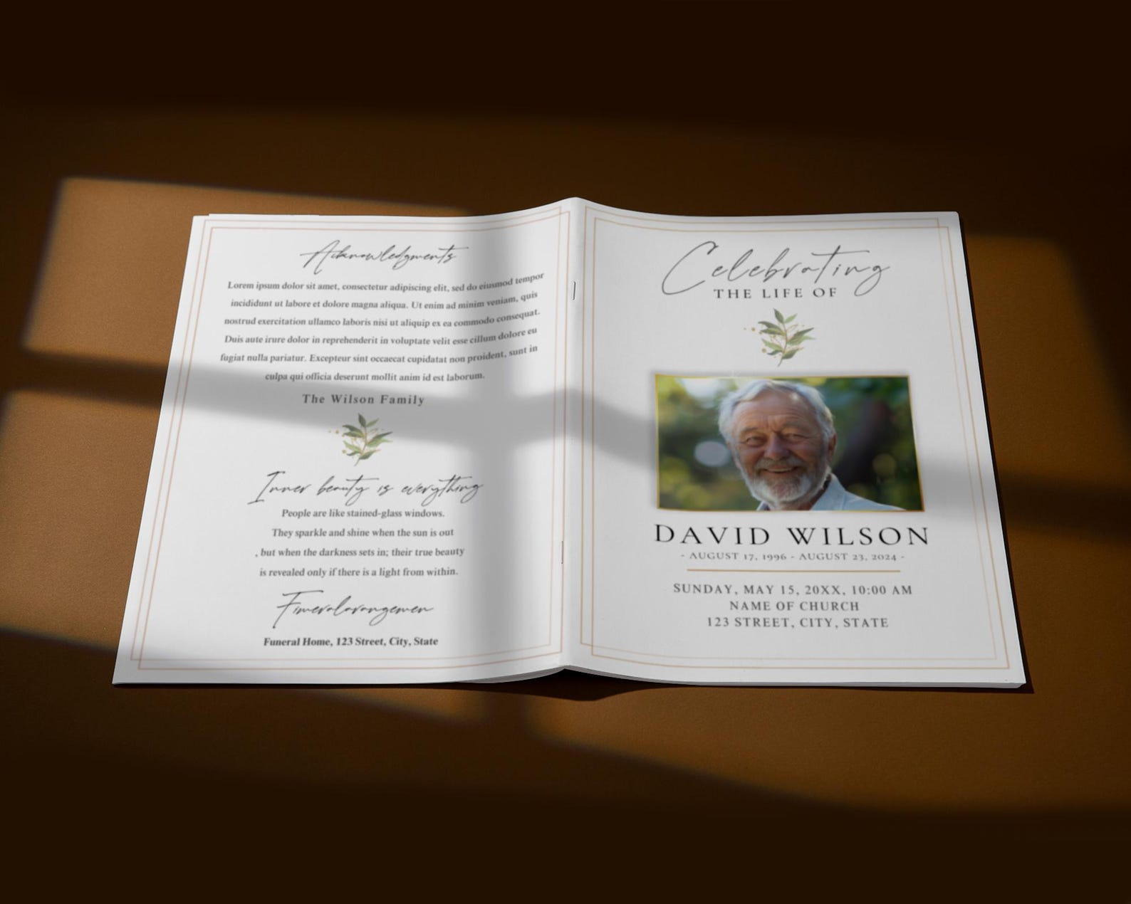 8 Page Funeral Program Template, Canva Funeral Template Printable ...