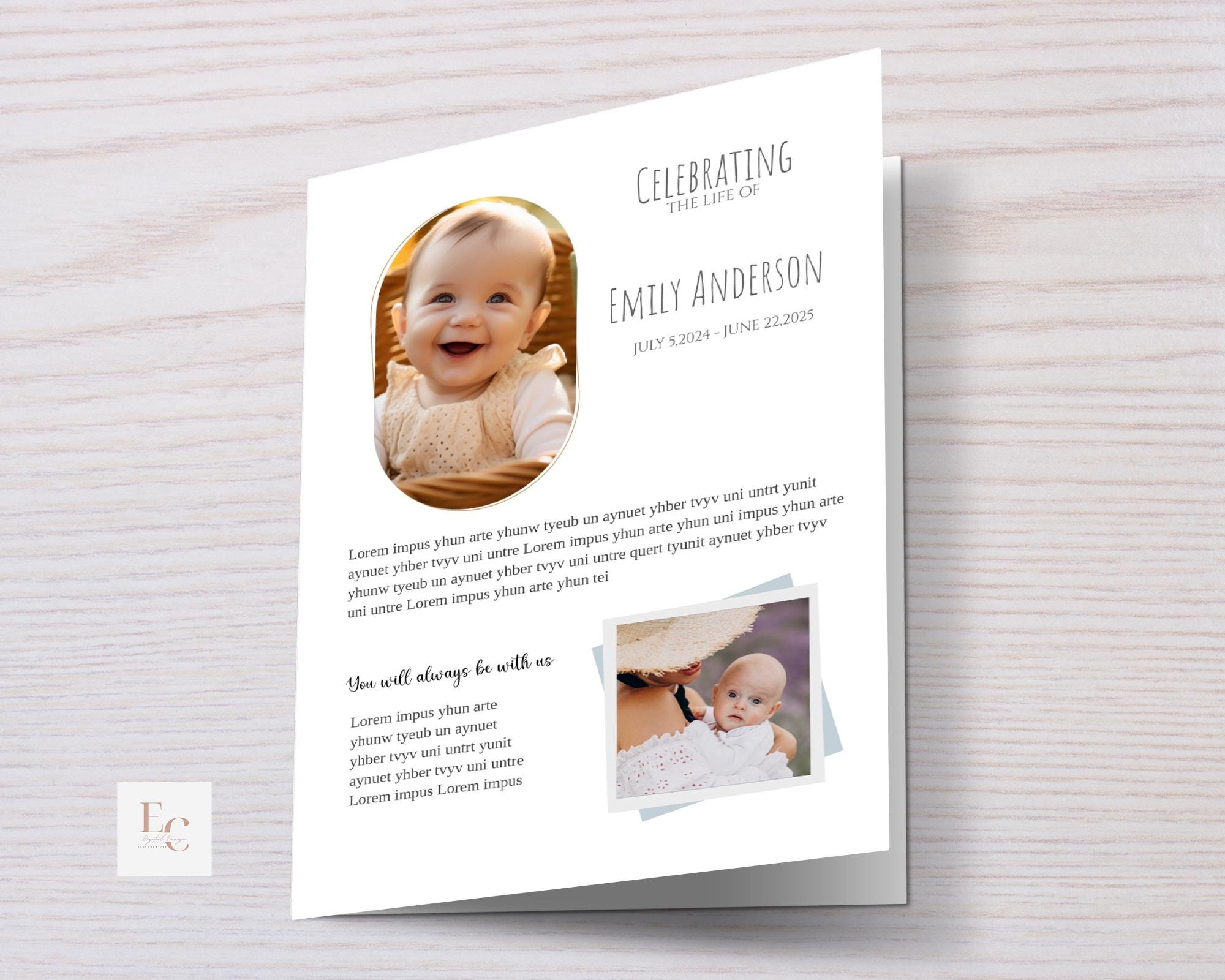 Baby Funeral Program Template: Girl Obituary, Order of Service (digital ...