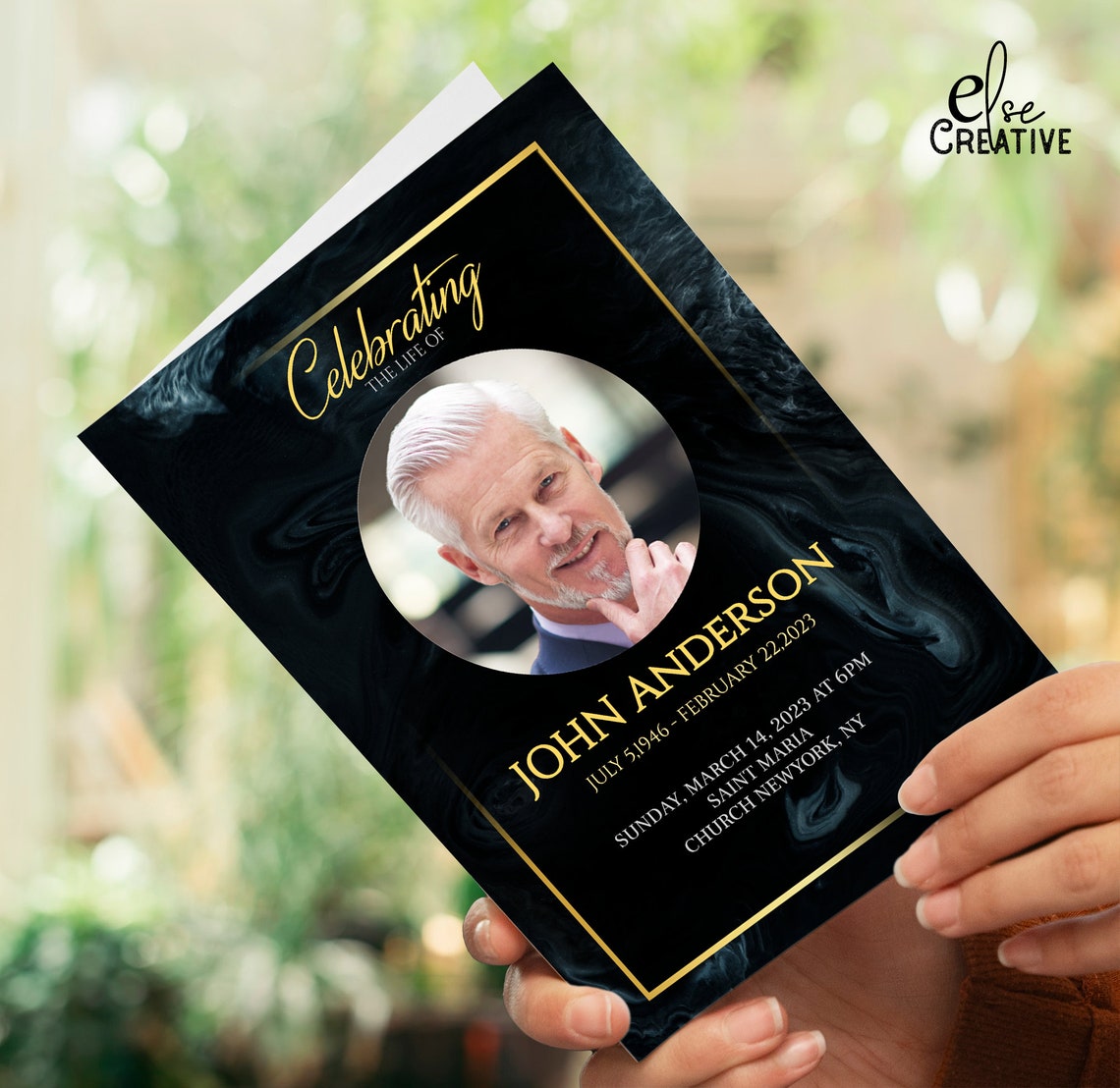 Editable Black Funeral Program Template: Memorial Service (digital ...