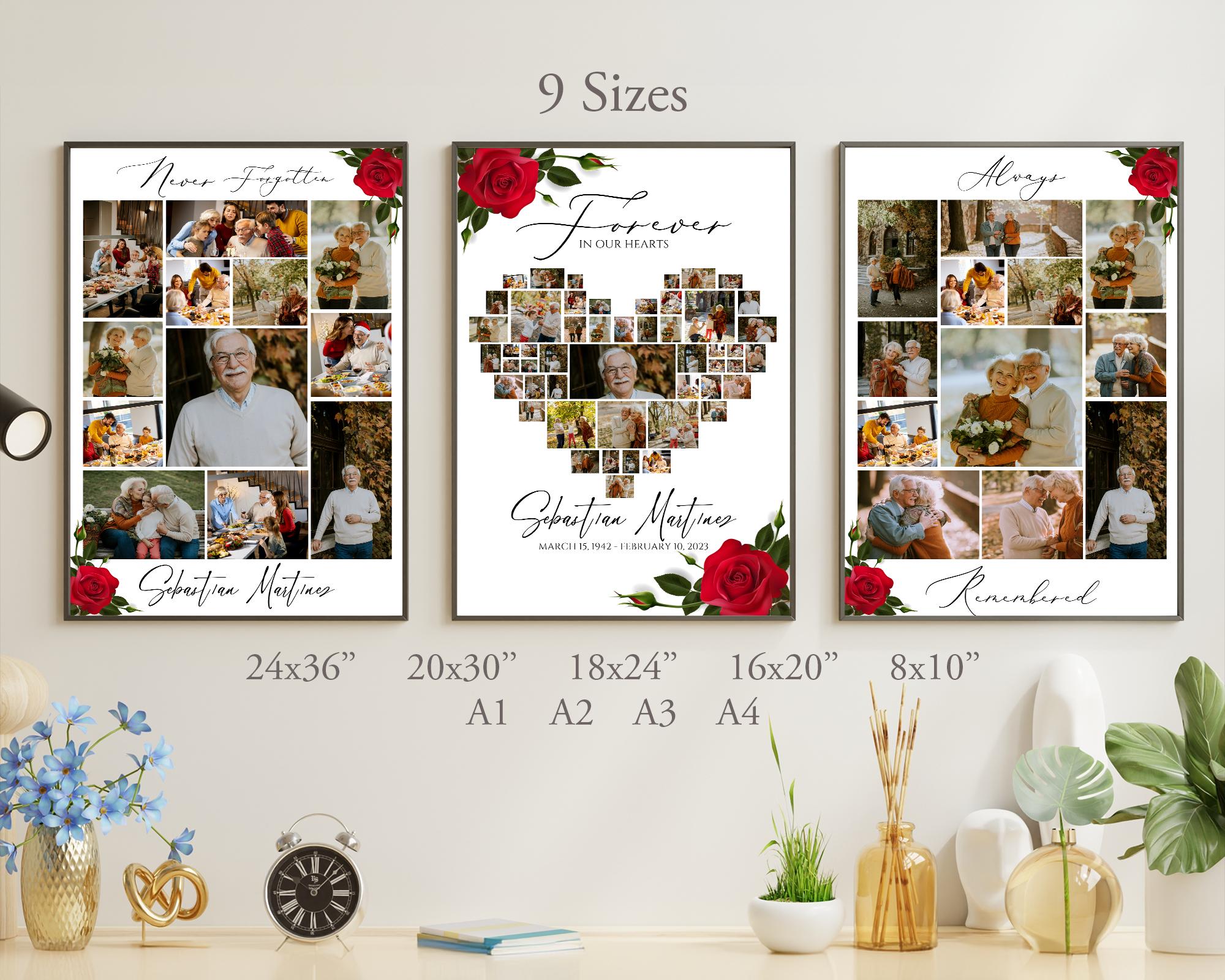 SET Funeral Heart Collage Templates, Heart Roses Funeral Photo Collage ...