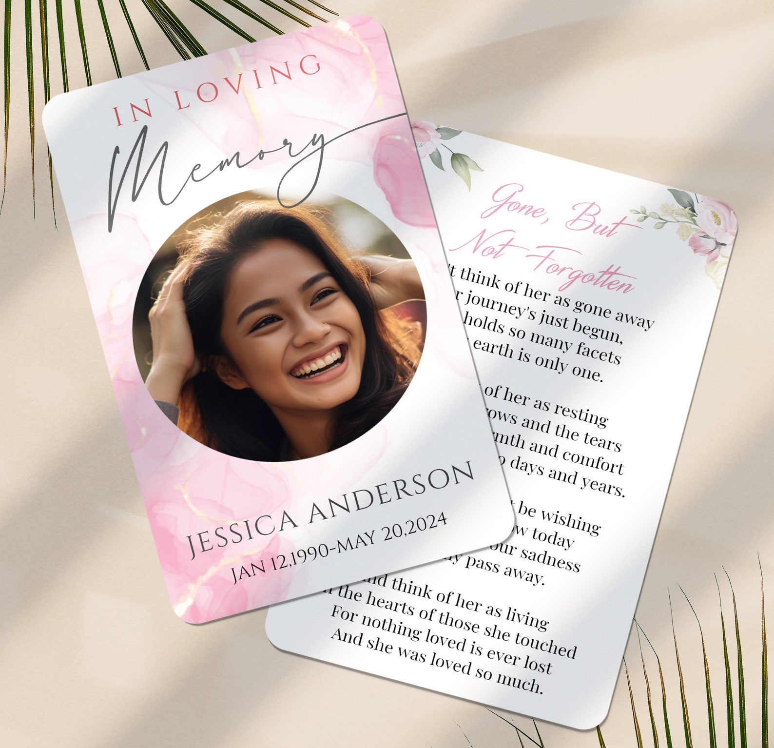 Editable Funeral Prayer Card, Printable Memorial Prayer Card Template ...