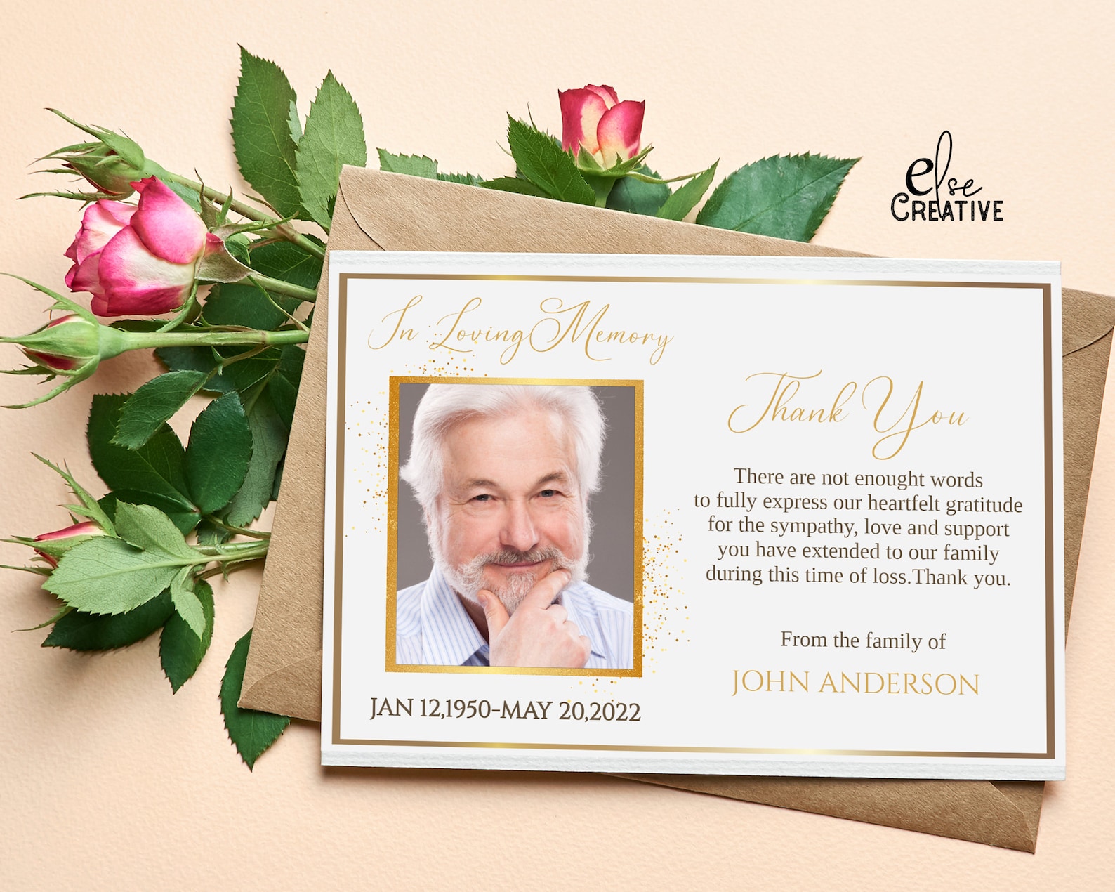 Funeral Thank You Card Template, Folded Funeral Thank You Note Card ...