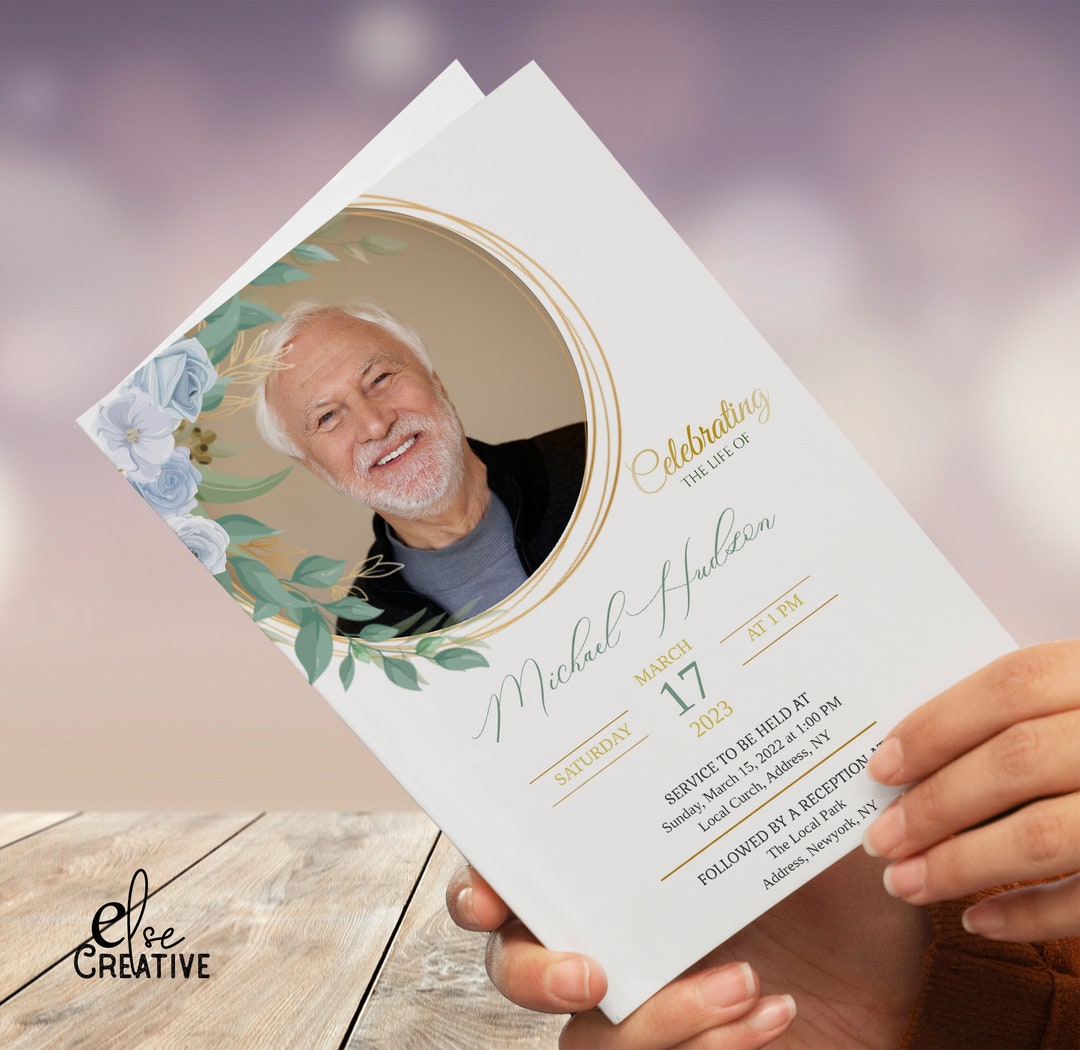 Funeral de rosas azuis, programa funerário de folhas verdes, programa ...