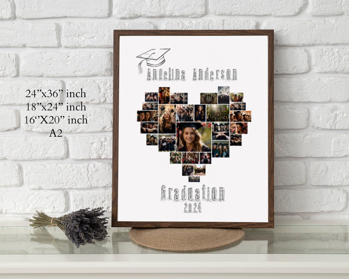 Graduation Photo Collage Template, Poster 4 Size Graduate Picture ...