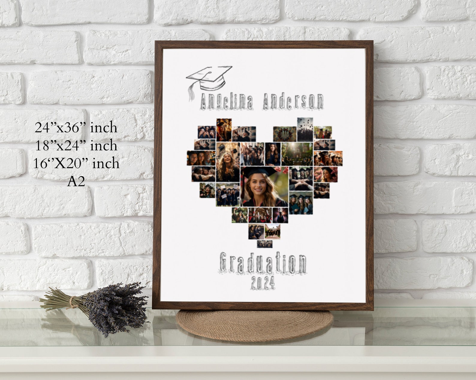 Graduation Photo Collage Template, Poster 4 Size Graduate Picture ...