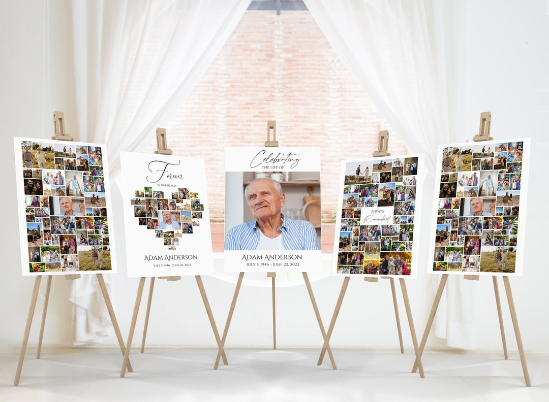 Funeral Memorial Poster Set: Photo Collage Template (digital Download ...