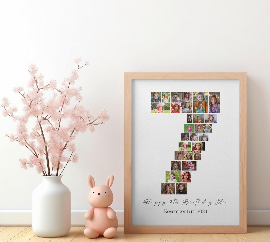 7th Birthday Photo Collage Template: Custom Number 7 Gift (canva ...