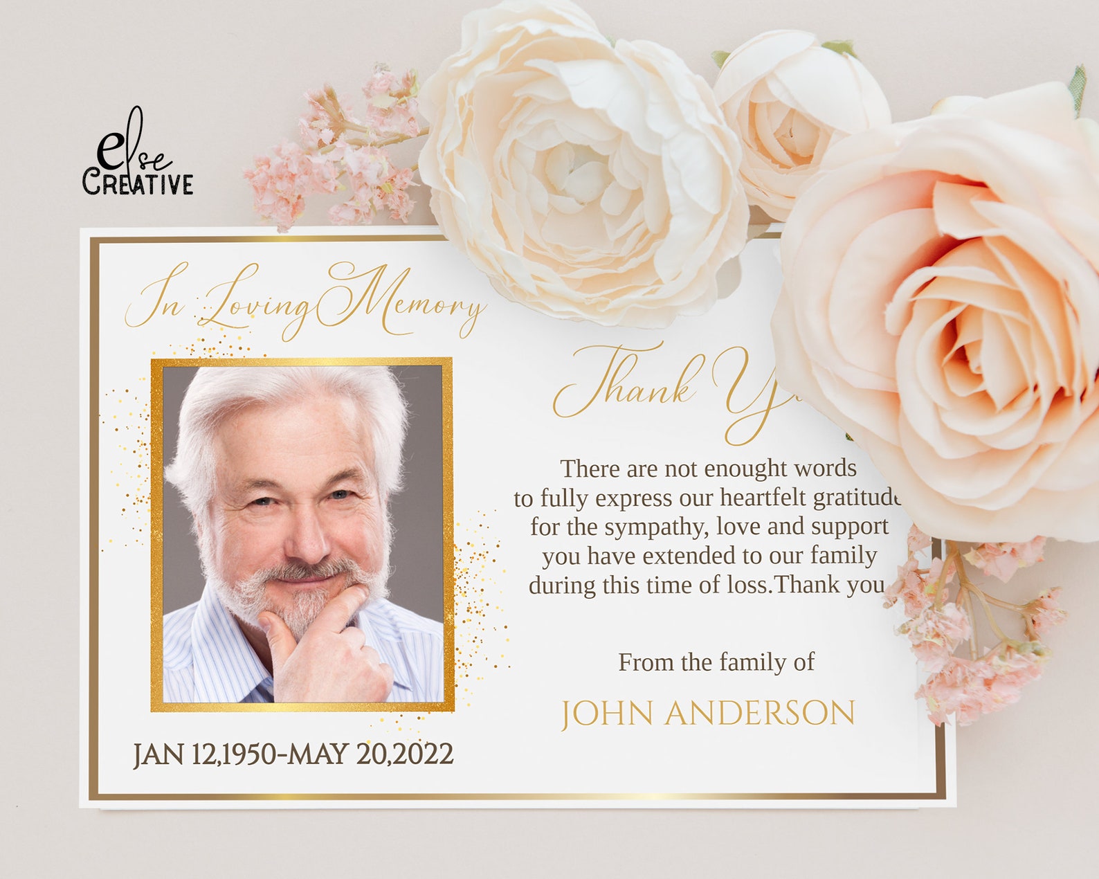 Funeral Thank You Card Template, Folded Funeral Thank You Note Card ...