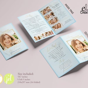 Blue Flowers Floral | Printable Memorial Program | Printable Funeral ...