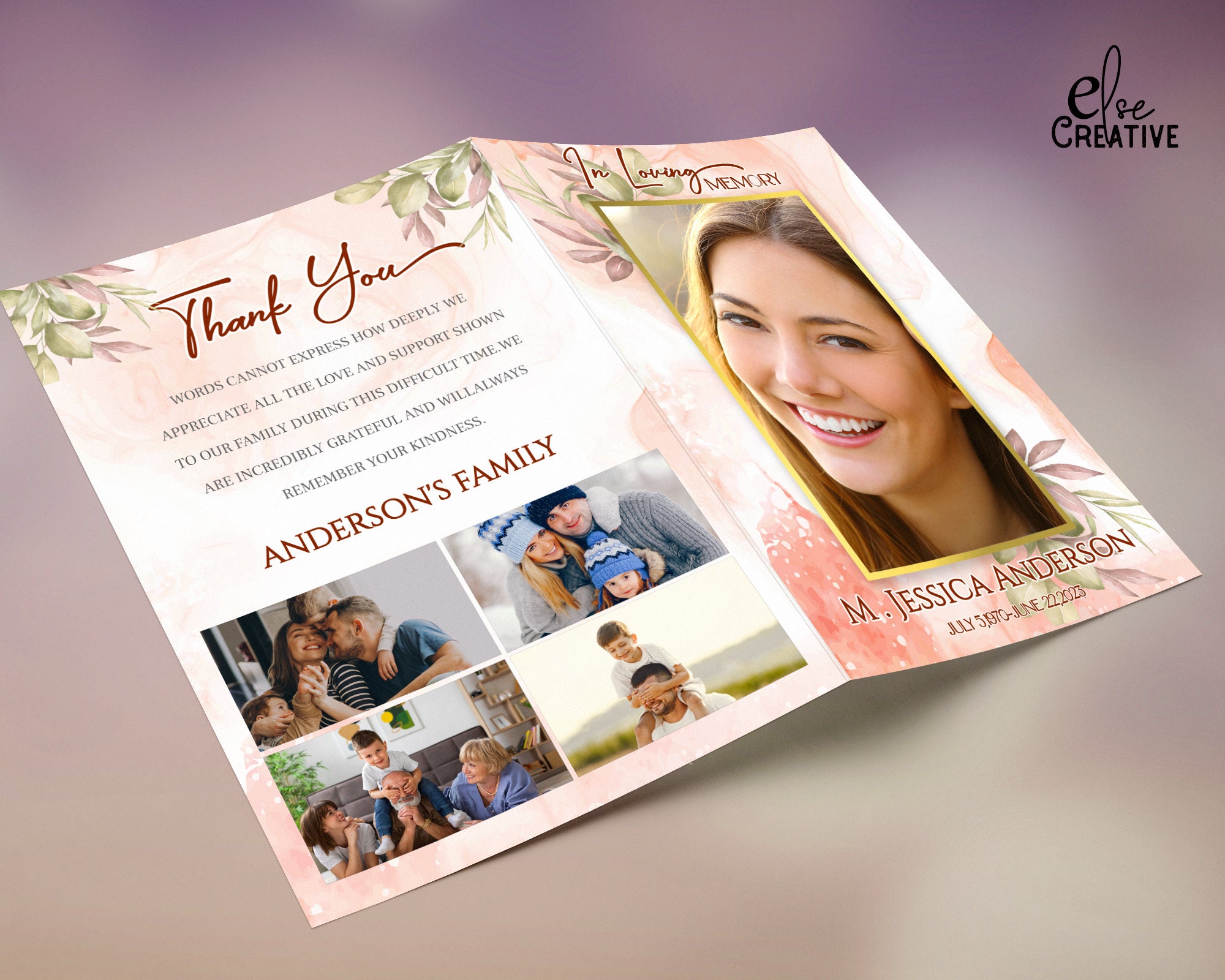 Elegant Watercolor Floral Funeral Program Template (digital) - Etsy