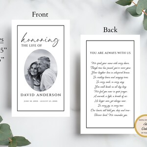 Editable Funeral Prayer Card Template: Memorial Keepsake (canva Digital ...
