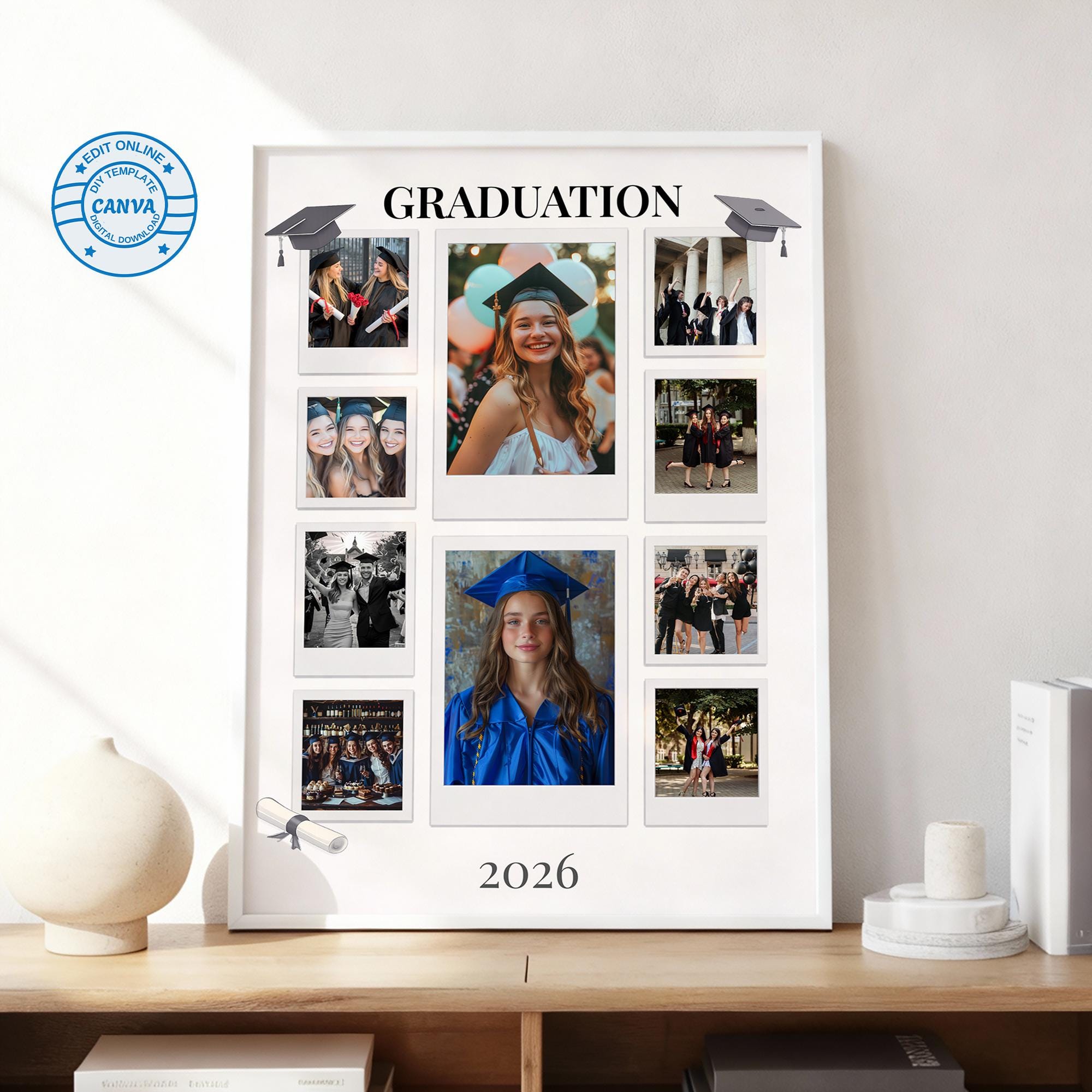 Graduation Photo Collage Template, Editable Graduation Poster, Class of ...