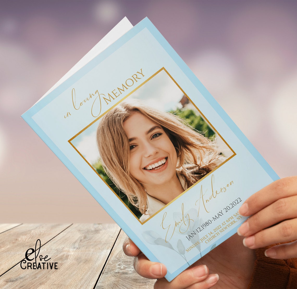 Blue Flowers Floral Printable Memorial Program Printable Funeral ...