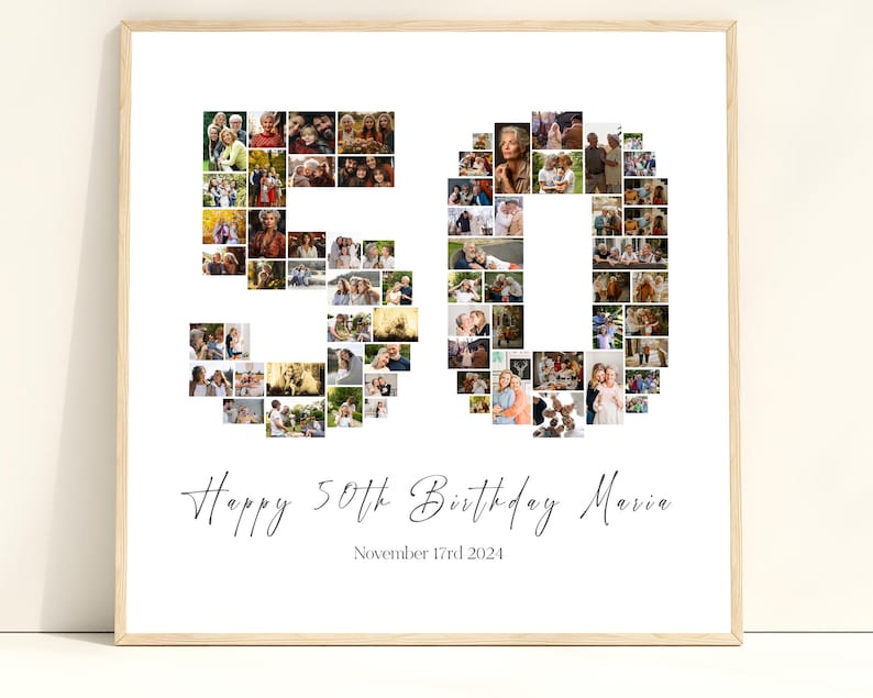 50th Birthday Photo Collage Template, Personalized 50th Birthday Gift ...