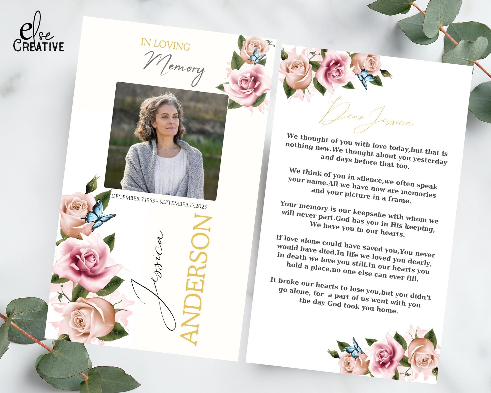 Editable Funeral Prayer Card Template,pink Roses Prayer Card, Printable ...