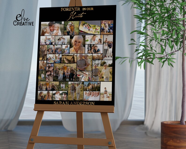 Funeral Welcome Sign Photo Collage Template,funeral Photo Display for ...