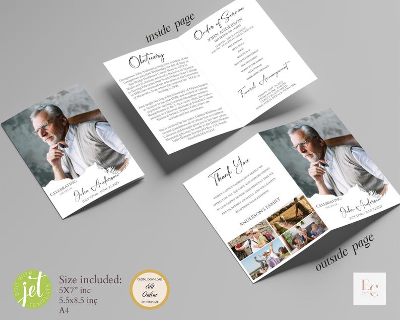 Editable Minimalist Funeral Program Template – Memorial Service ...
