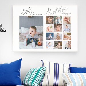 Editable First Year Photo Collage Template, Baby 1st Birthday Gift ...