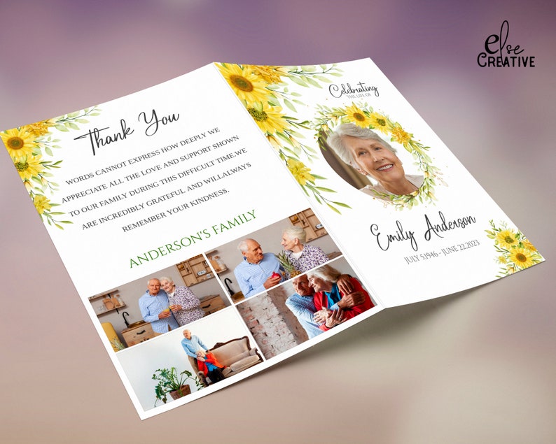 Daisy Funeral Program, Yellow Obituary Template, Funeral Program ...