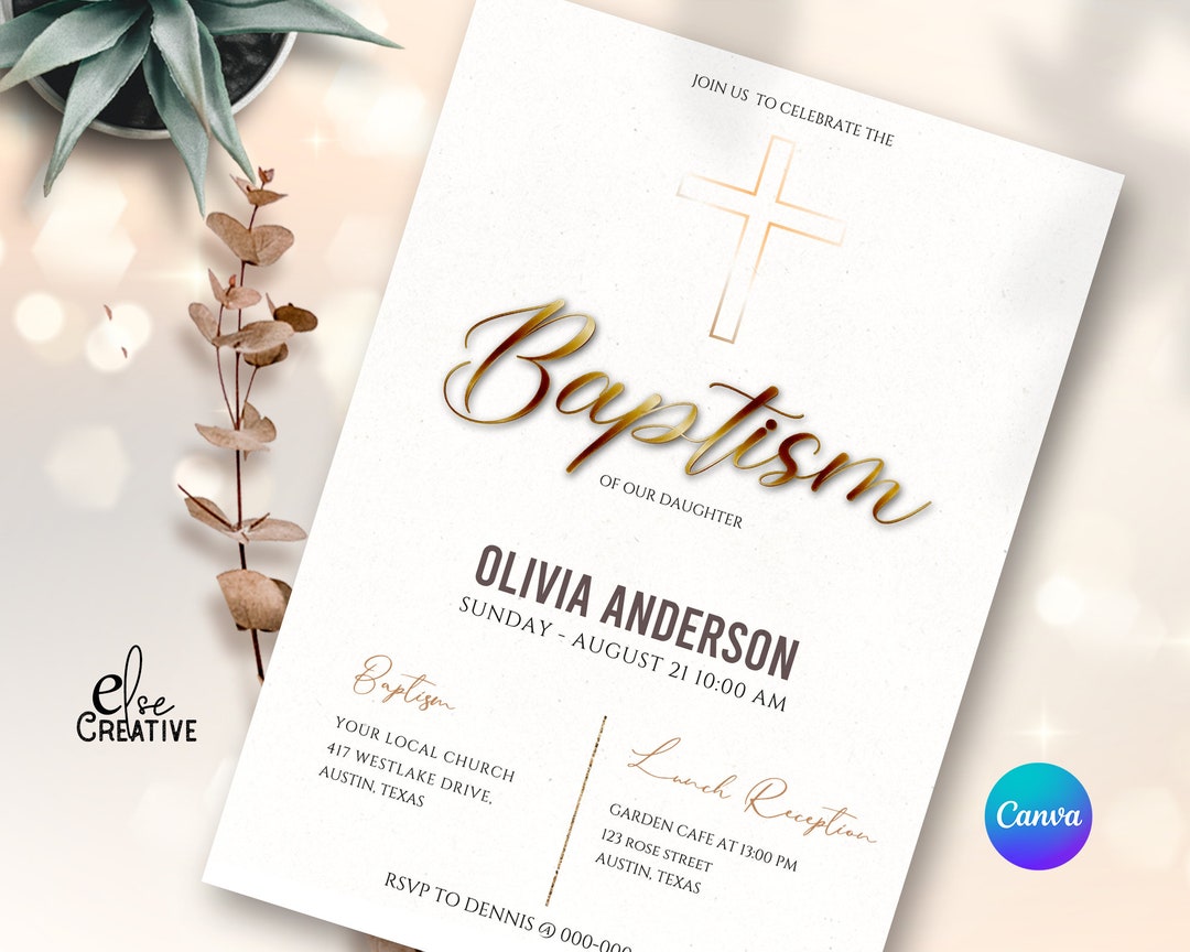 Modern Baptism Invitation Template,modern Baptism Invitation,minimal ...