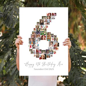 6th Birthday Photo Collage Template: Custom Number 6 Gift (canva ...