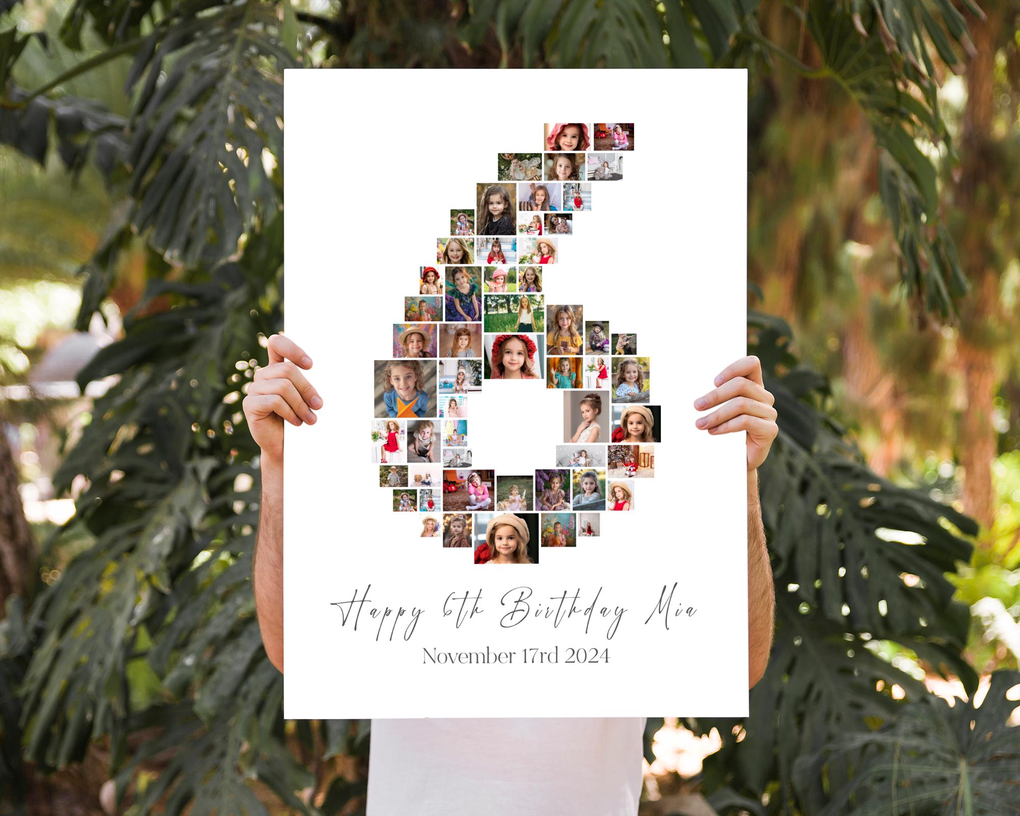 6th Birthday Photo Collage Template: Custom Number 6 Gift (canva ...
