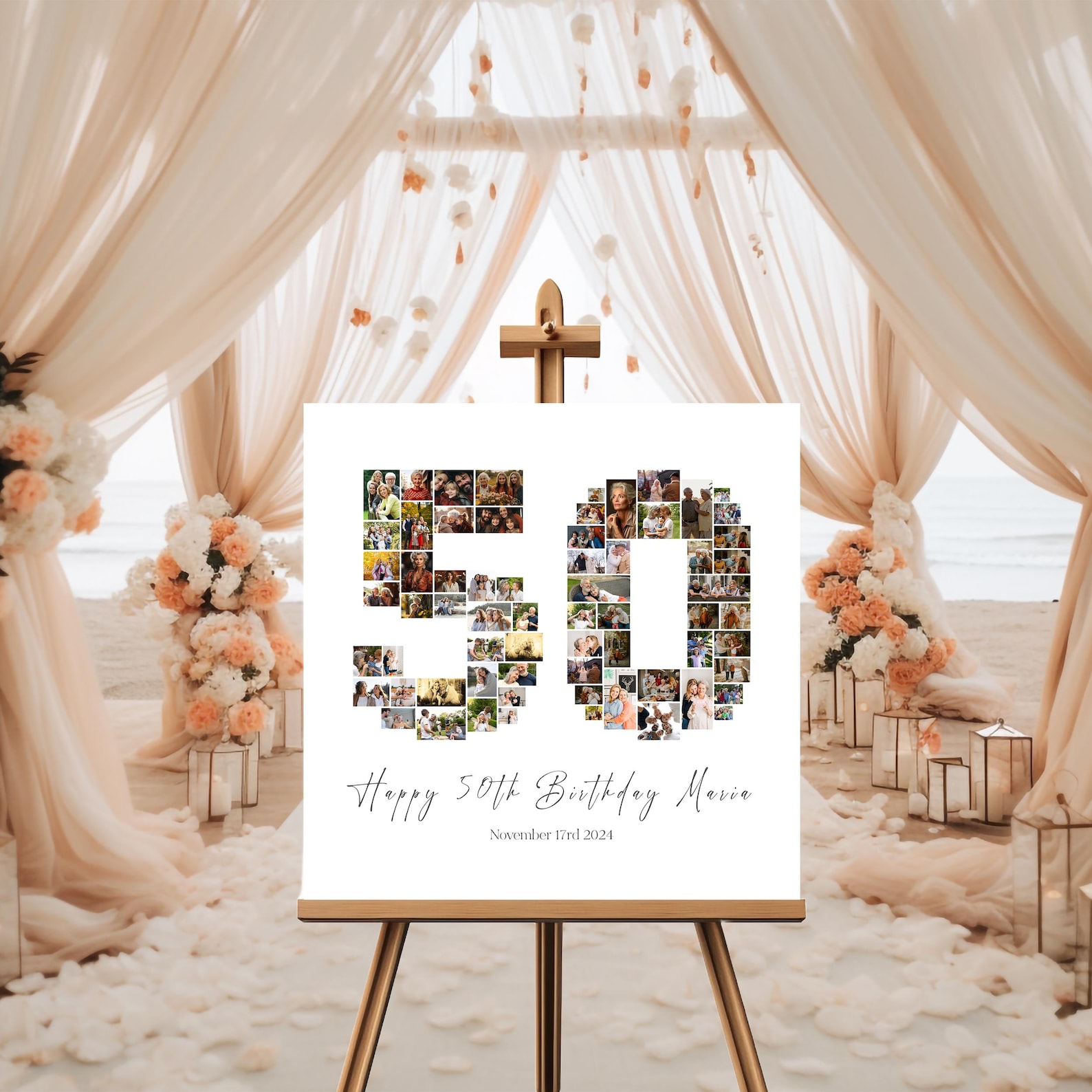 50th Birthday Photo Collage Template, Personalized Keepsake (canva) - Etsy