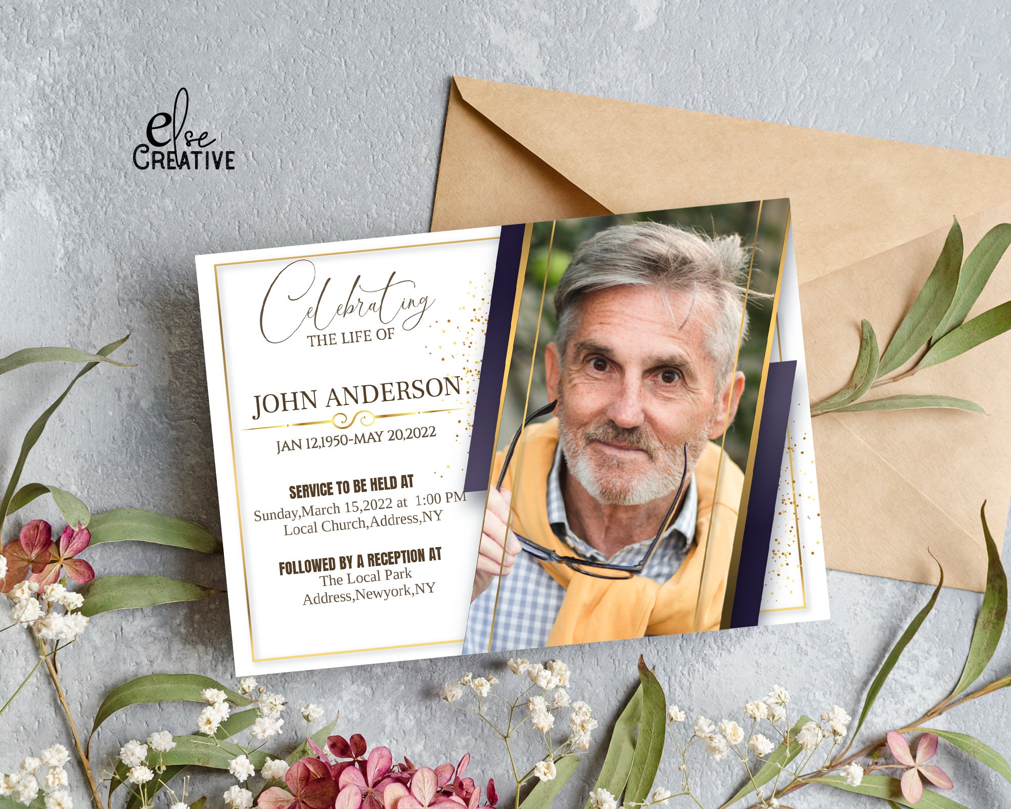 Funeral Announcement Template Printable Memorial Service, Mass ...