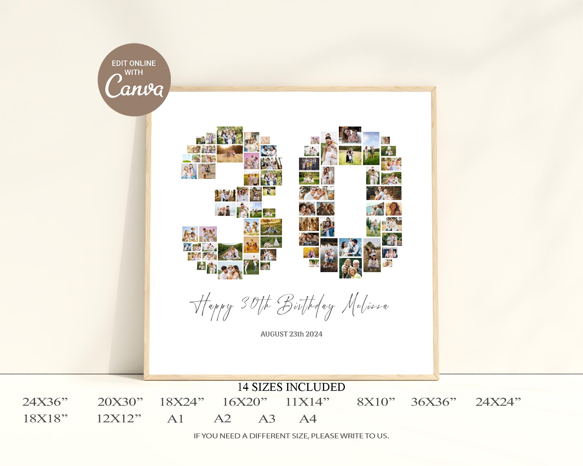 30th Birthday Photo Collage Template, Personalized Keepsake (digital ...
