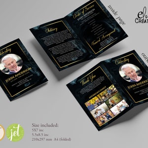 Editable Black Funeral Program Template: Memorial Service (digital ...