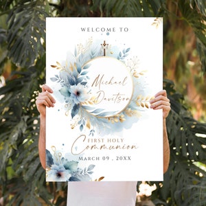 First Communion Welcome Sign Template, Boys First Communion Welcome ...