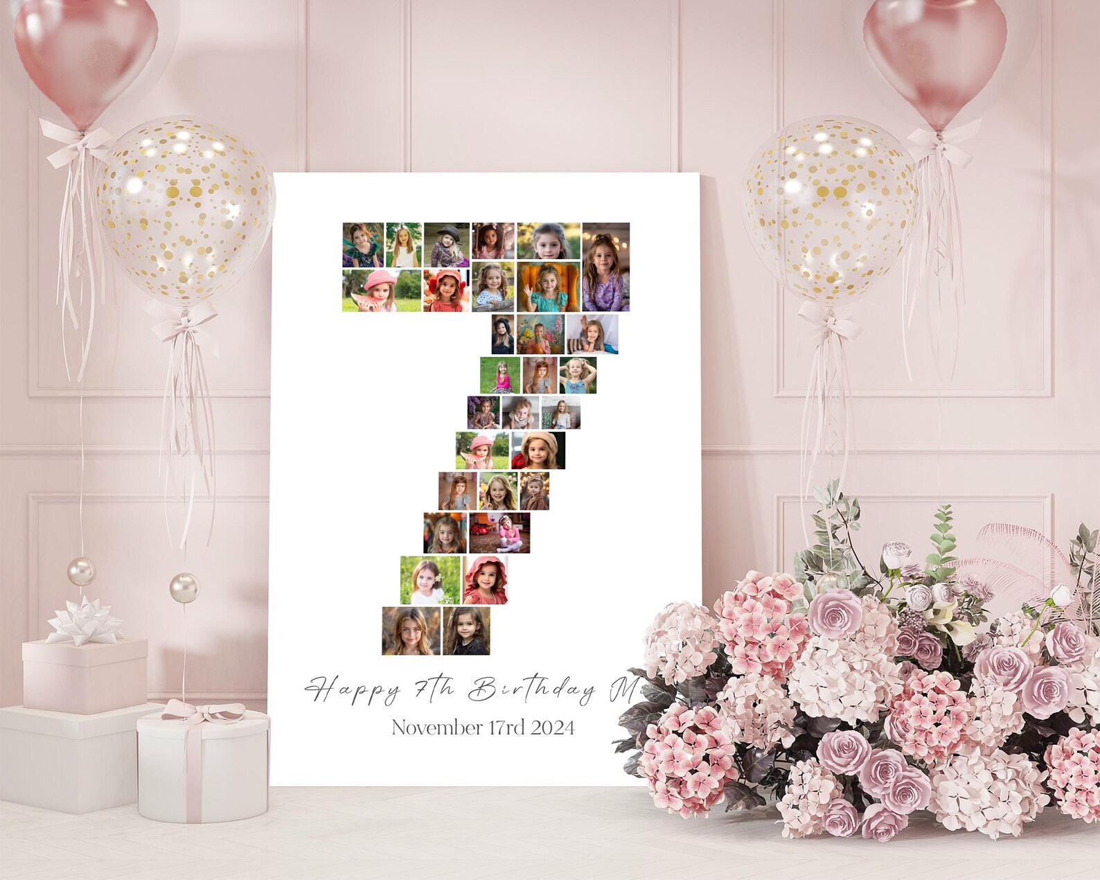 7th Birthday Photo Collage Template: Custom Number 7 Gift (canva ...