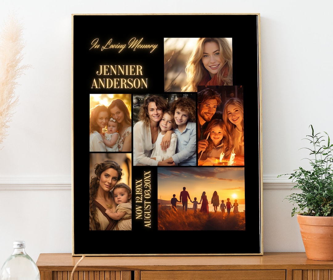 Editable Funeral Memorial Photo Collage Sign: Celebration of Life ...