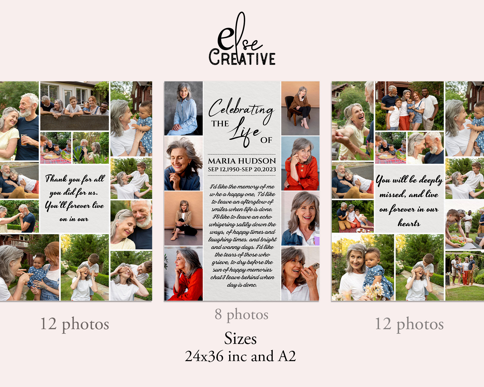 Funeral Photo Collage With Notes,funeral Welcome Sign Set Template ...