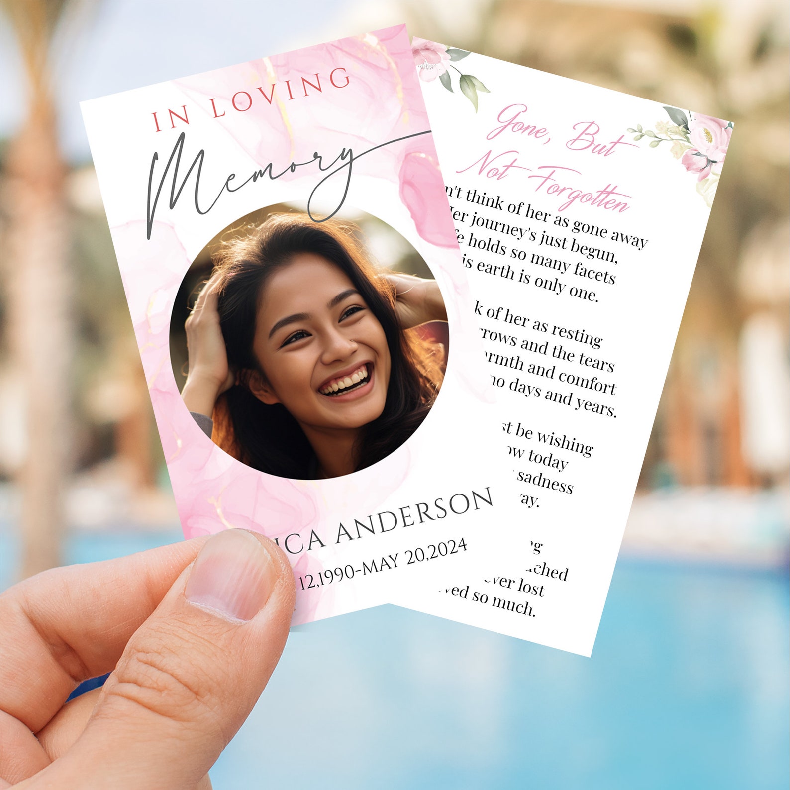 Editable Funeral Prayer Card, Printable Memorial Prayer Card Template ...