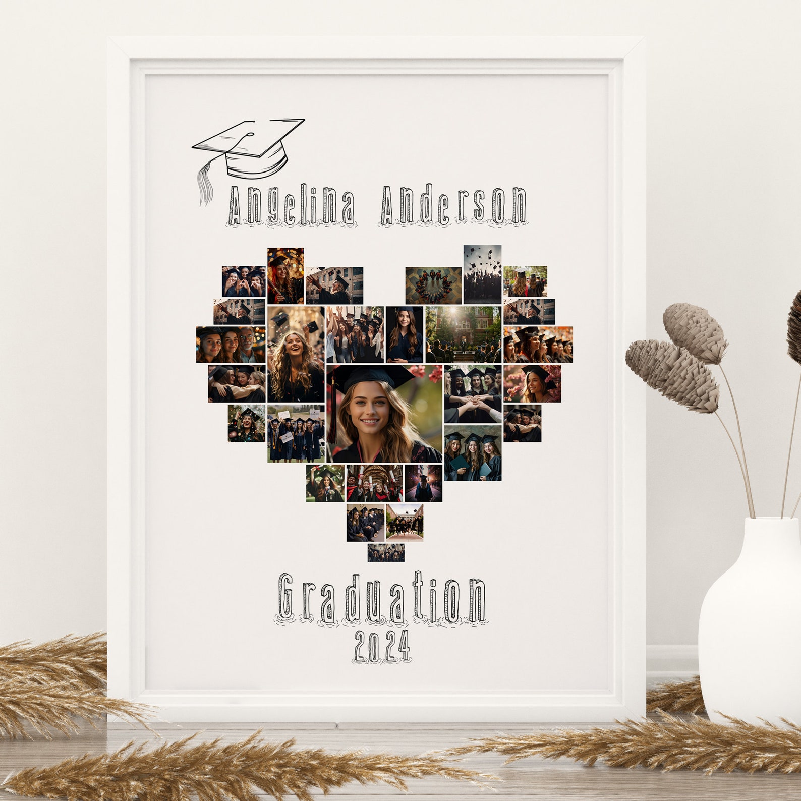Graduation Photo Collage Template, Poster 4 Size Graduate Picture ...