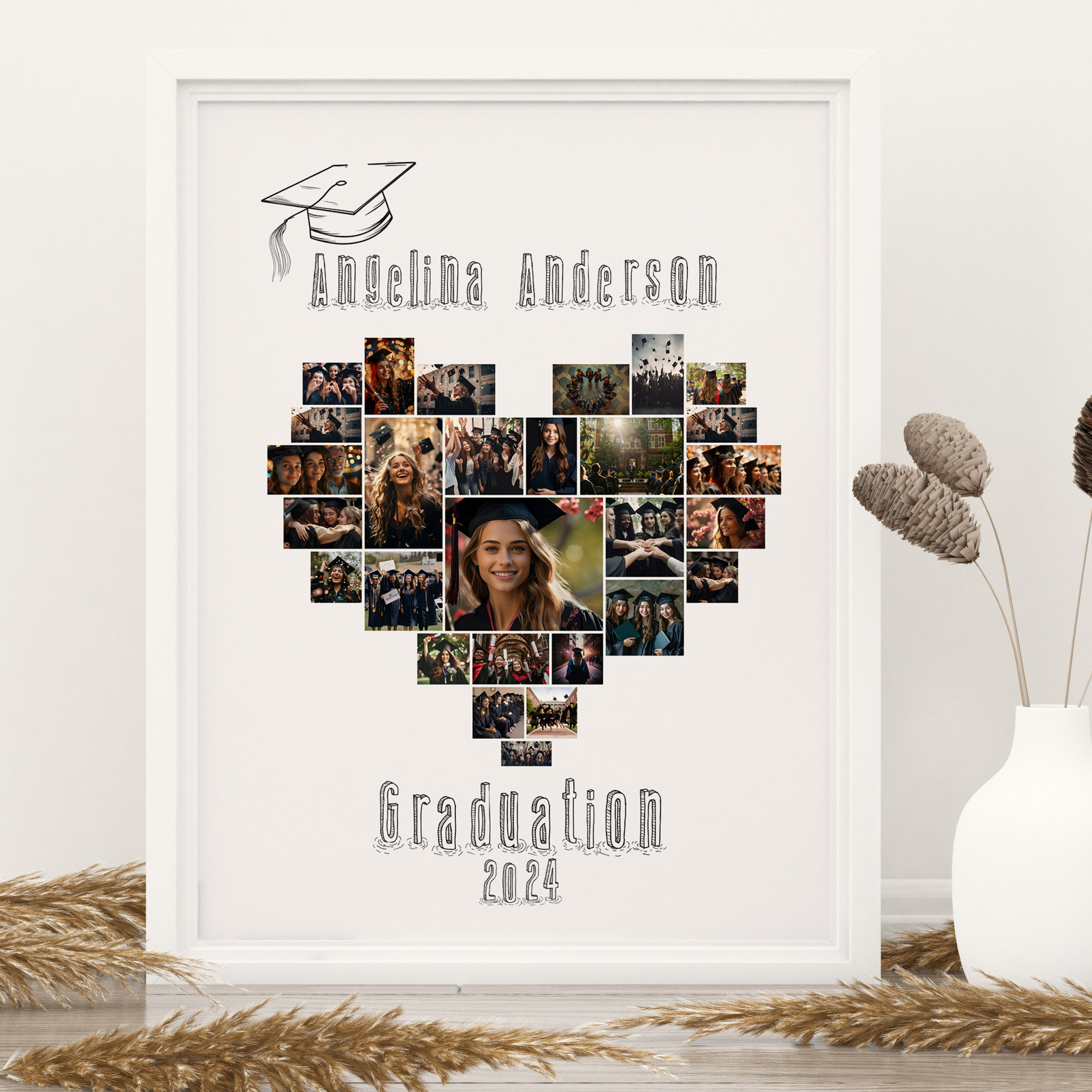 Graduation Photo Collage Template, Poster 4 Size Graduate Picture ...