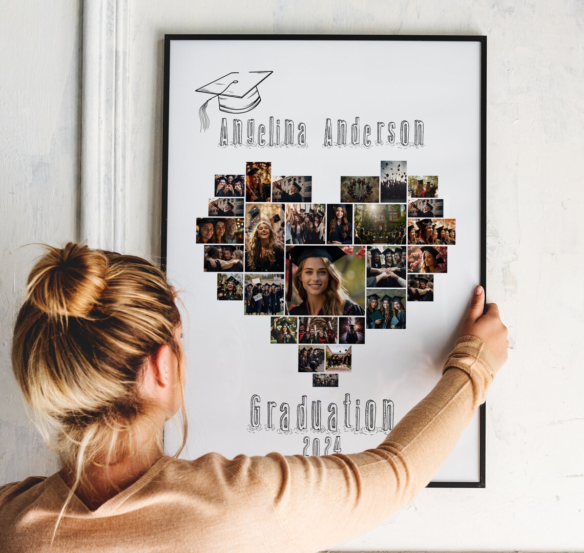 Graduation Photo Collage Template, Poster 4 Size Graduate Picture ...