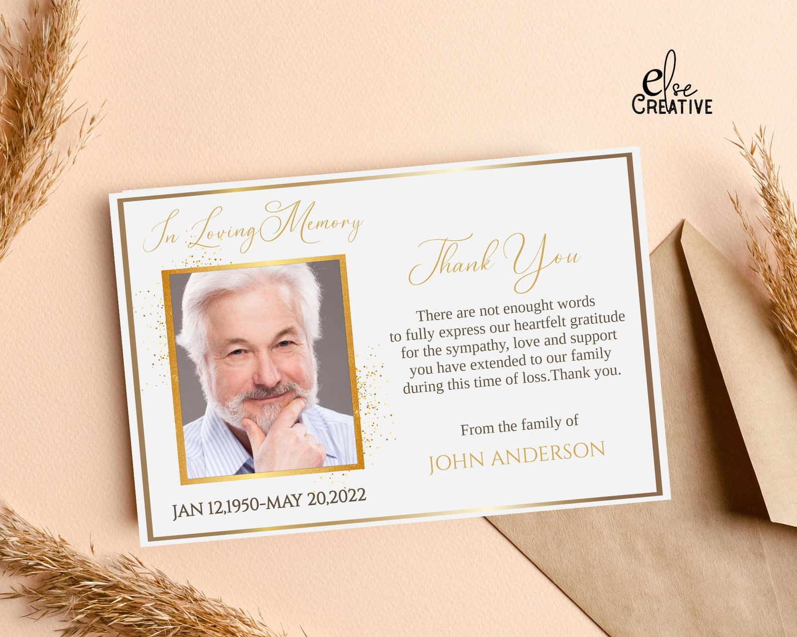 Funeral Thank You Card Template, Folded Funeral Thank You Note Card ...