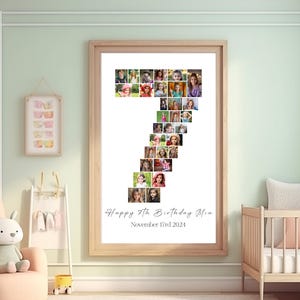 7th Birthday Photo Collage Template, Number 7 Collage, 7th Collage ...