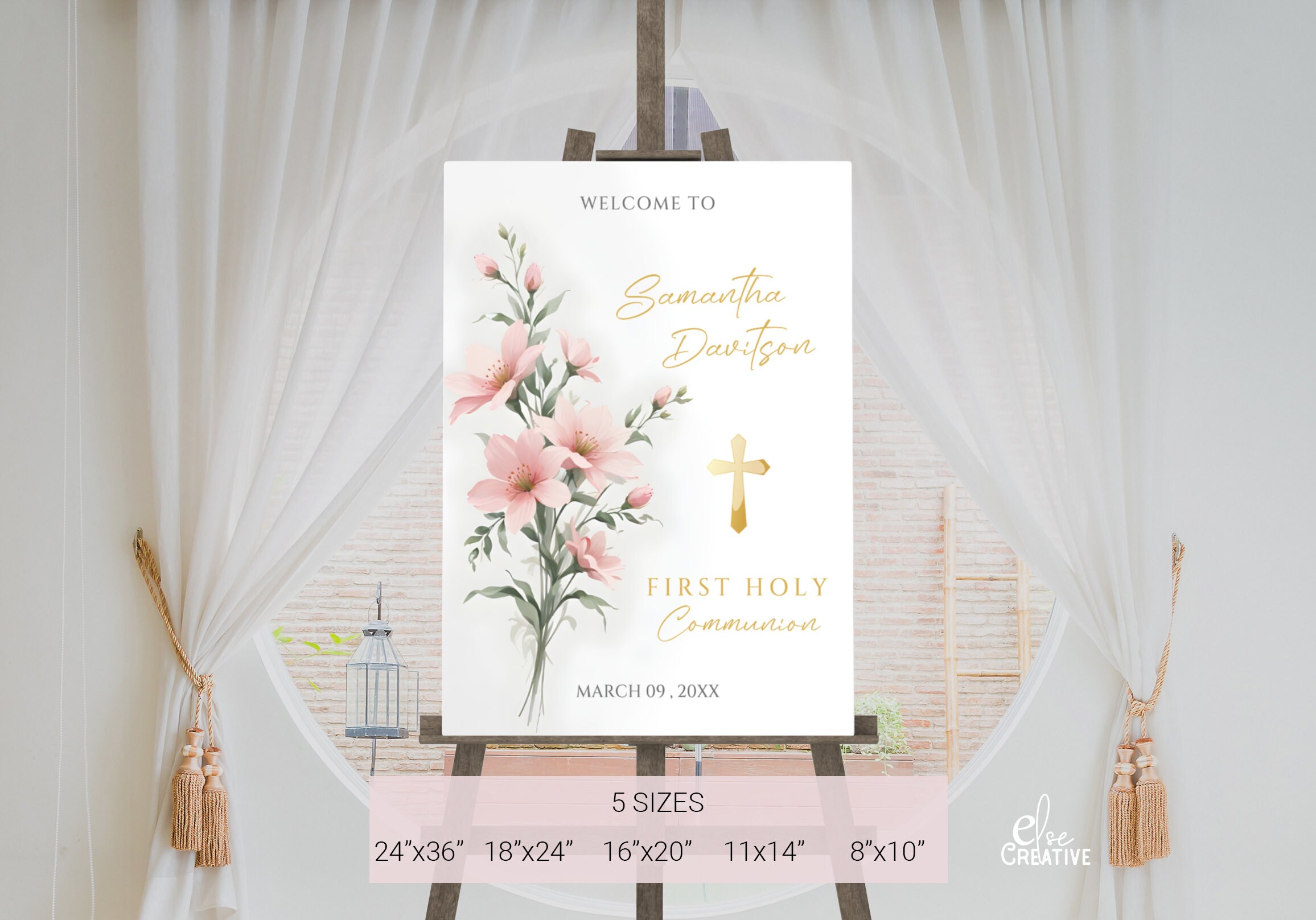 First Communion Welcome Sign Template, Pink First Communion Welcome ...
