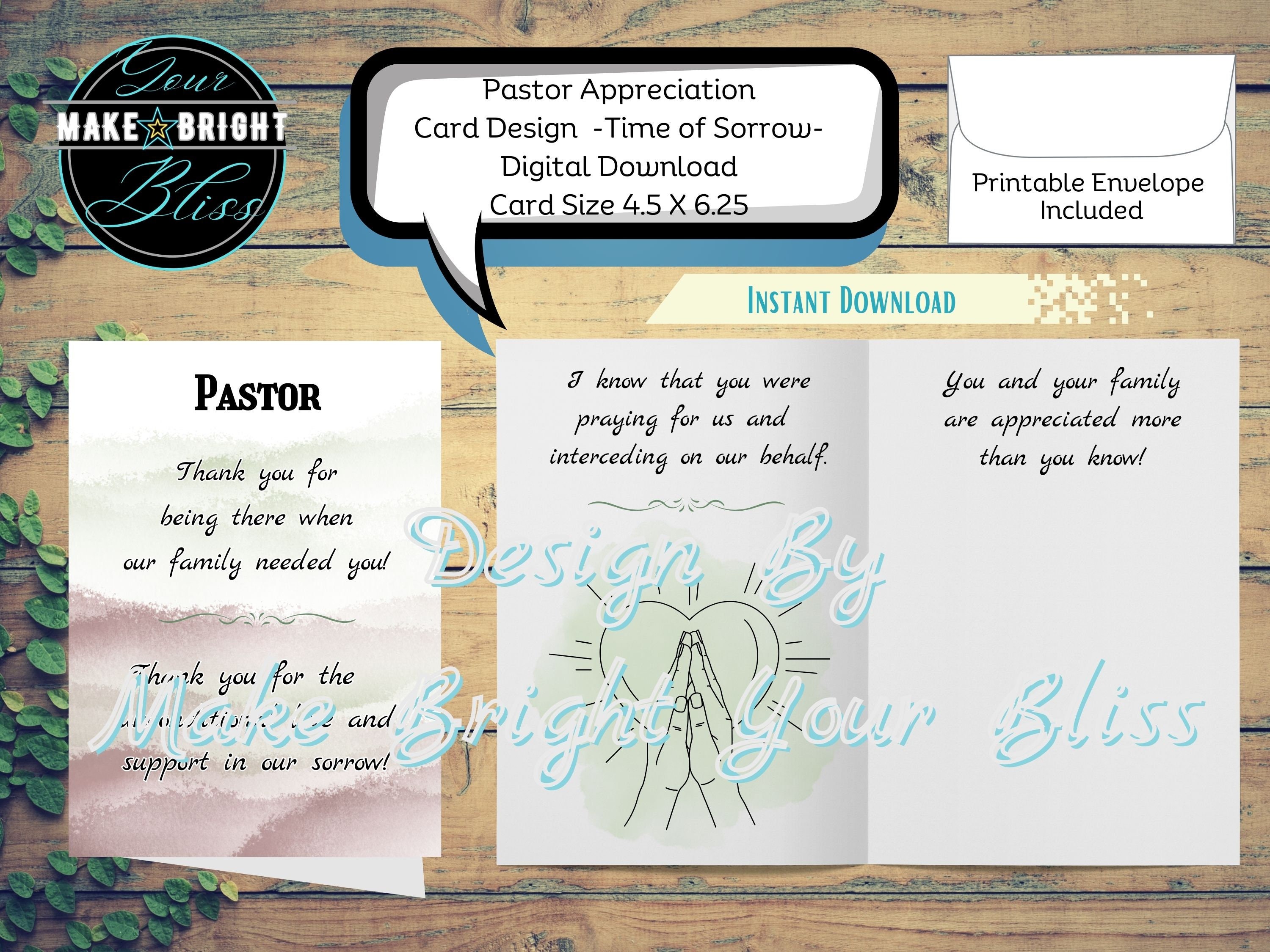 Set of 4 Pastor Appreciation Card Bundle Pastor Thank You Card Set ...