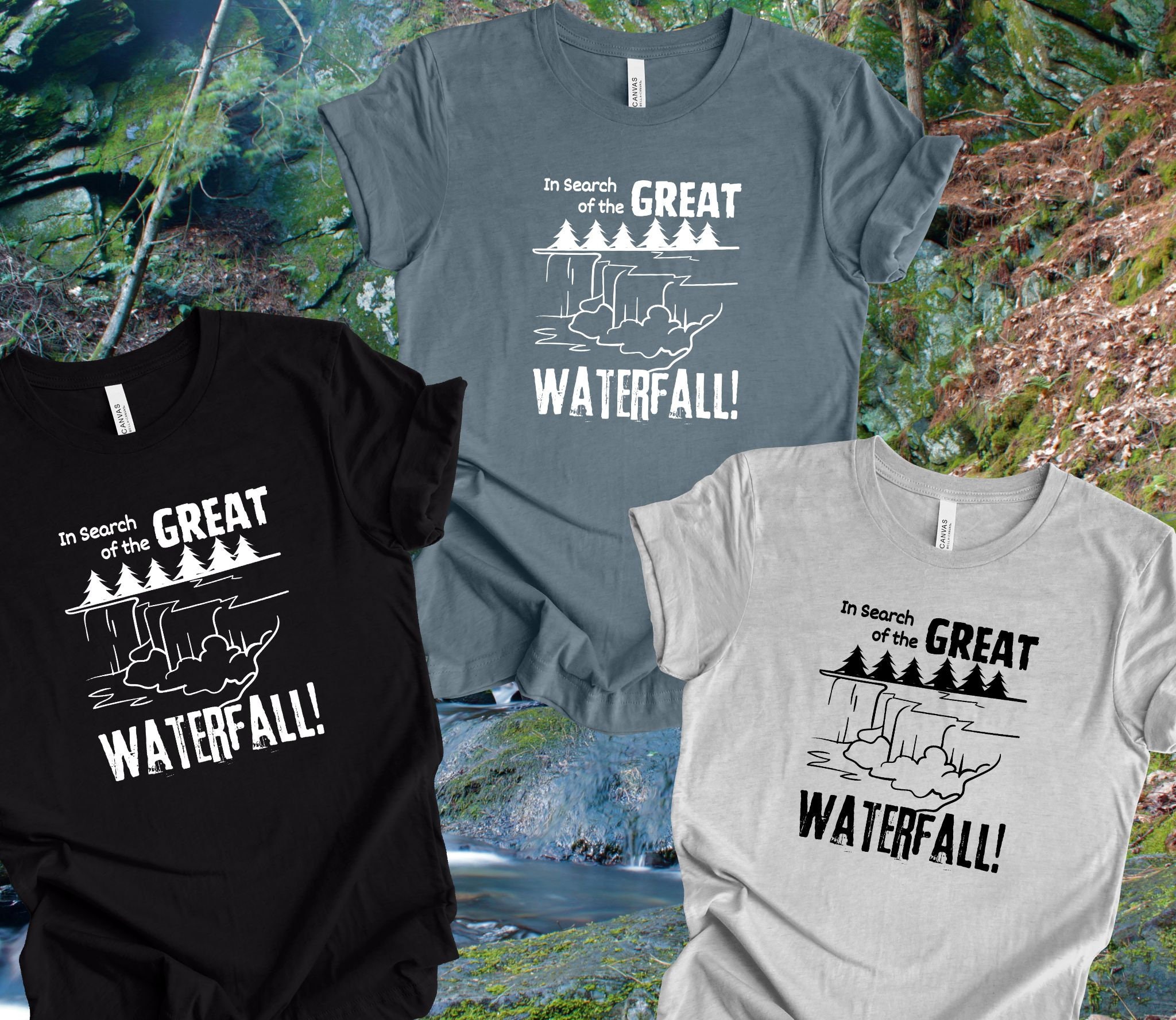 In Search of the Great Waterfall T-shirt Men Waterfall Lover Shirt ...