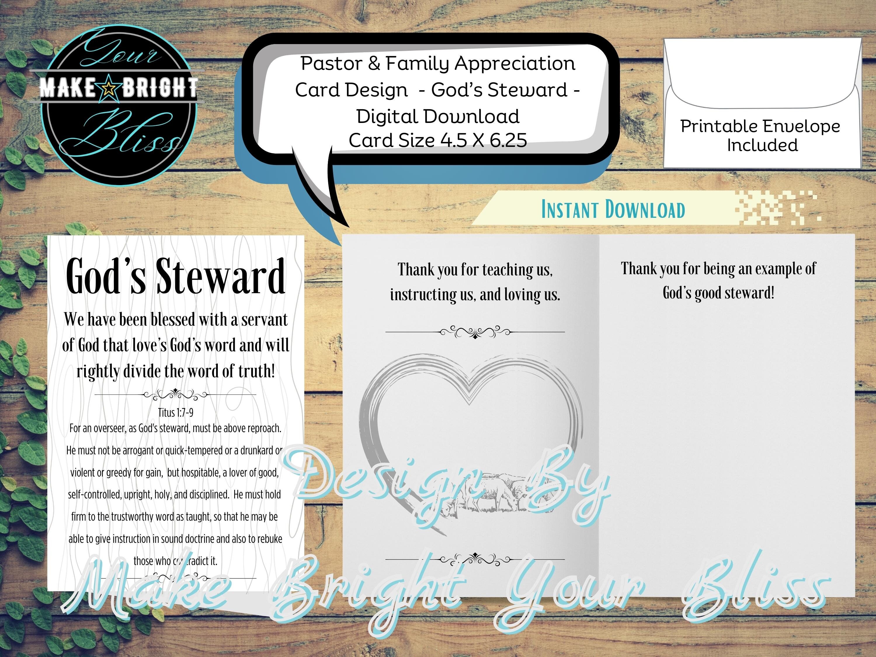 Four Pack Christian Card Bundle Gods Steward Card Faithful Servant Card ...