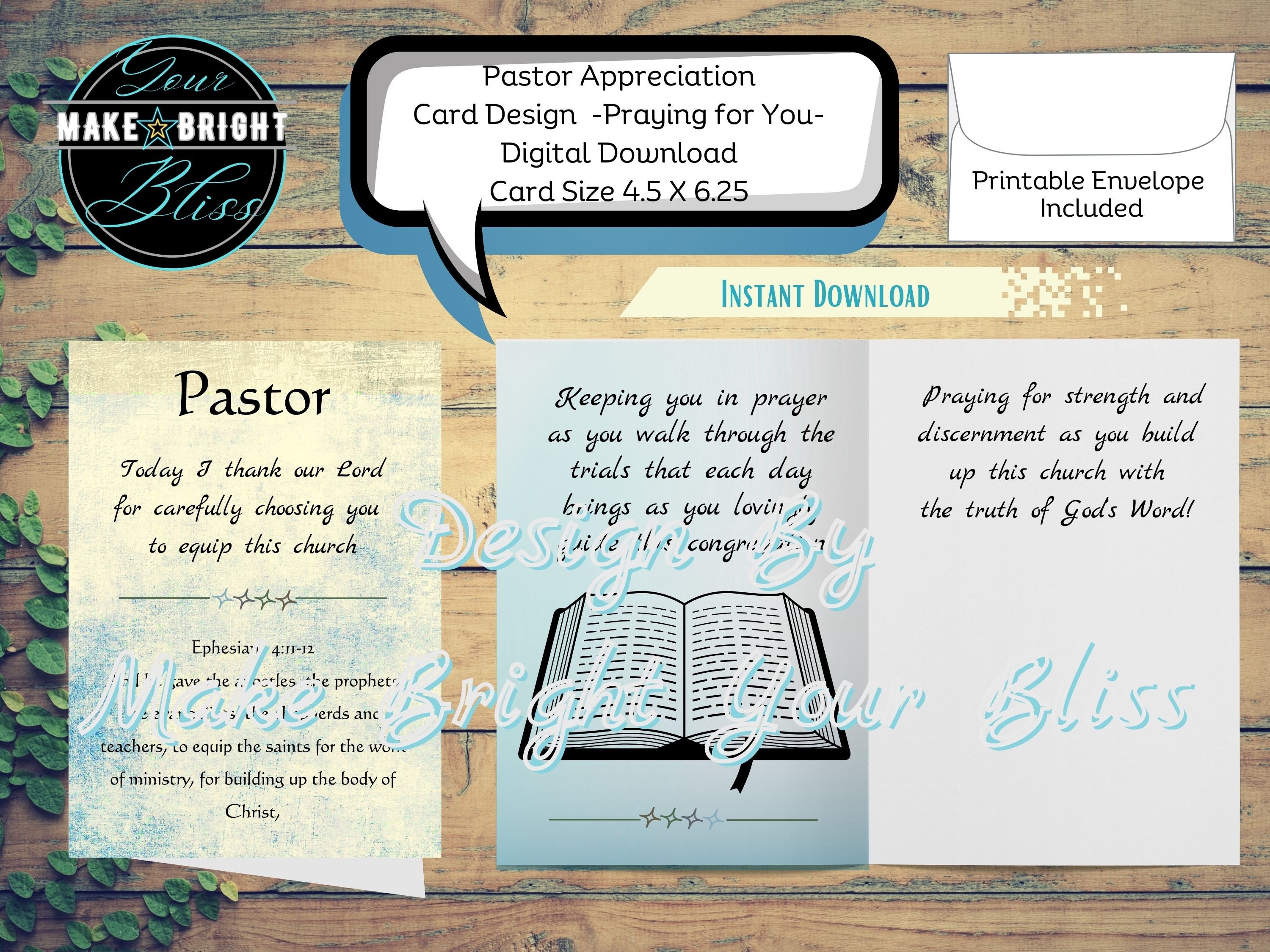 Set of 4 Pastor Appreciation Card Bundle Pastor Thank You Card Set ...