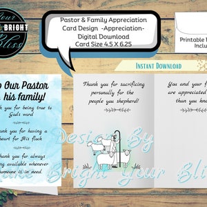 4 Card Bundle Pastor and Family Appreciation Cards, Pastor's Wife Cards ...