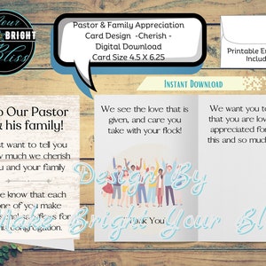 4 Card Bundle Pastor and Family Appreciation Cards, Pastor's Wife Cards ...